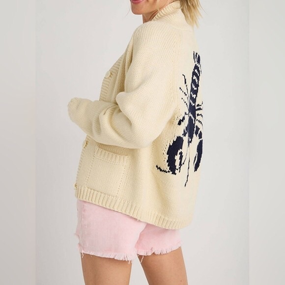 Sweaters | Contrasting Lobster Coastal Print Knit Cardigan Button Long ...